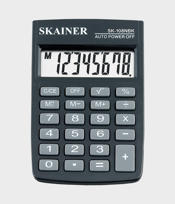 Калькулятор карманный 8-разрядный, чёрный, размер: 58 x 88 x 10 мм ...